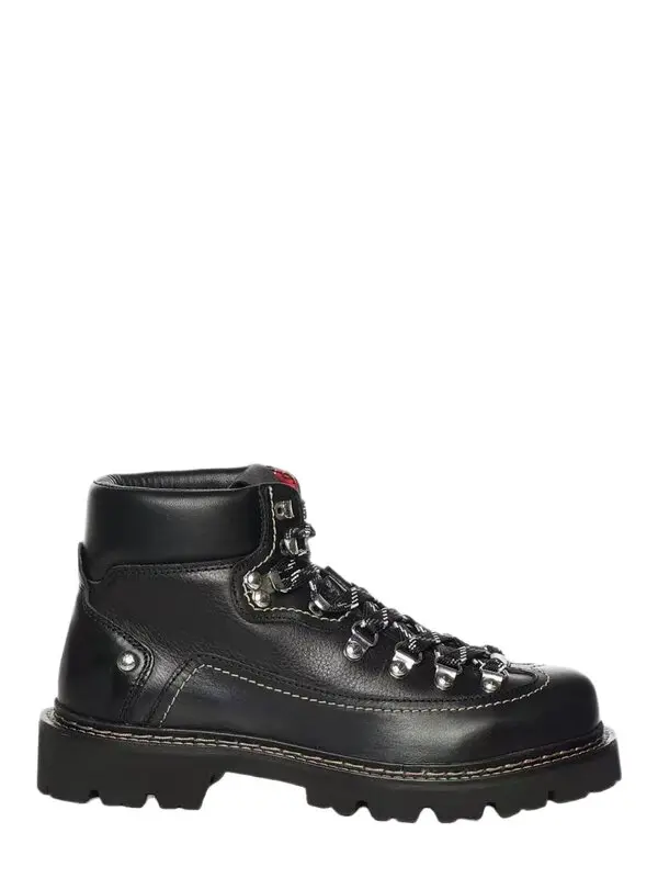 Dsquared2 Lace-up Leather Ankle Boots With Chunky Lug Sole - Black