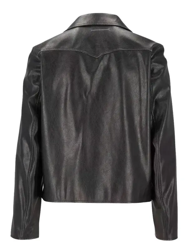 MAISON MARGIELA Notched Lapel Biker Jacket - Black