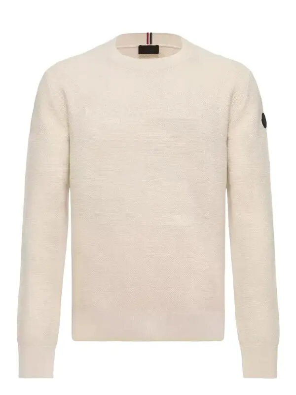 Moncler Logo Patch Waffle-knit Sweater - Neutrals