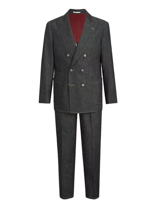 Brunello Cucinelli No-fade Lightweight Denim Taylor Suit - Grey