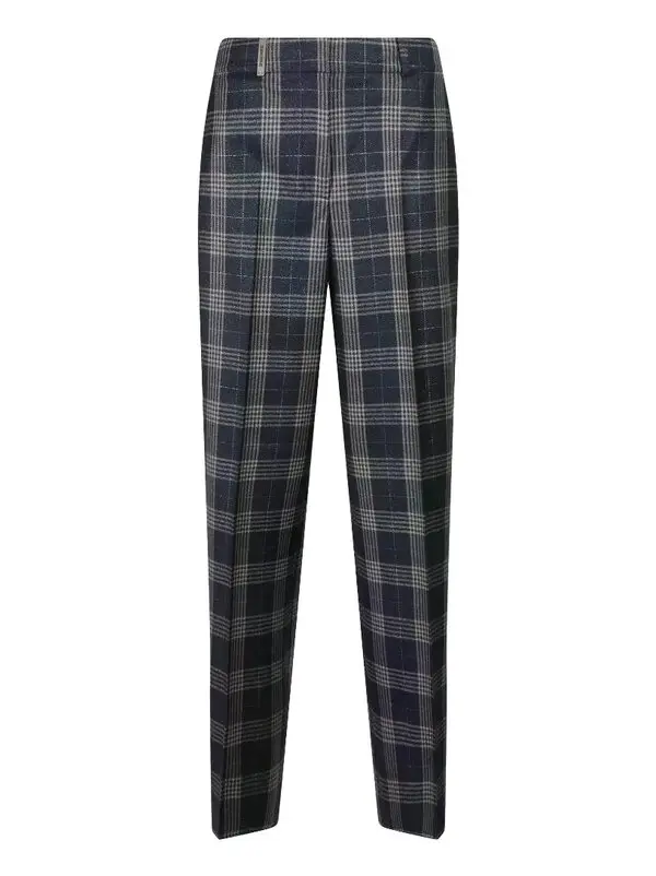 Peserico Tailored Check Trousers - Blue