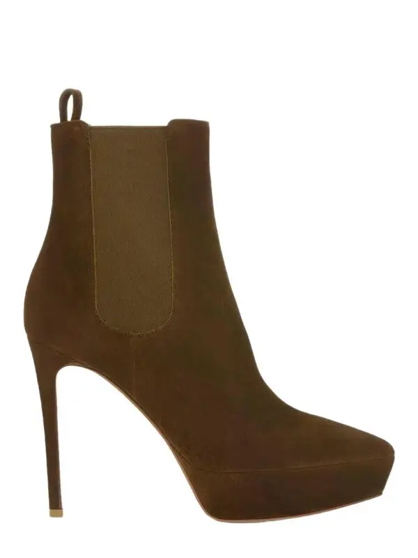 GIANVITO ROSSI Suede Platform Stiletto Boots - Brown
