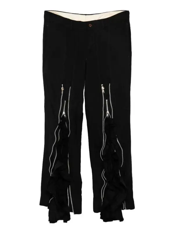 Comme Des Garçons Ruffled Zip-detail Trousers - Black