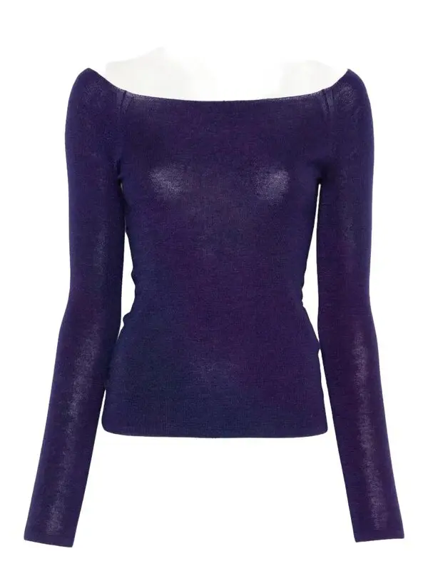 Eric Bompard Bardot-neck T-shirt - Purple