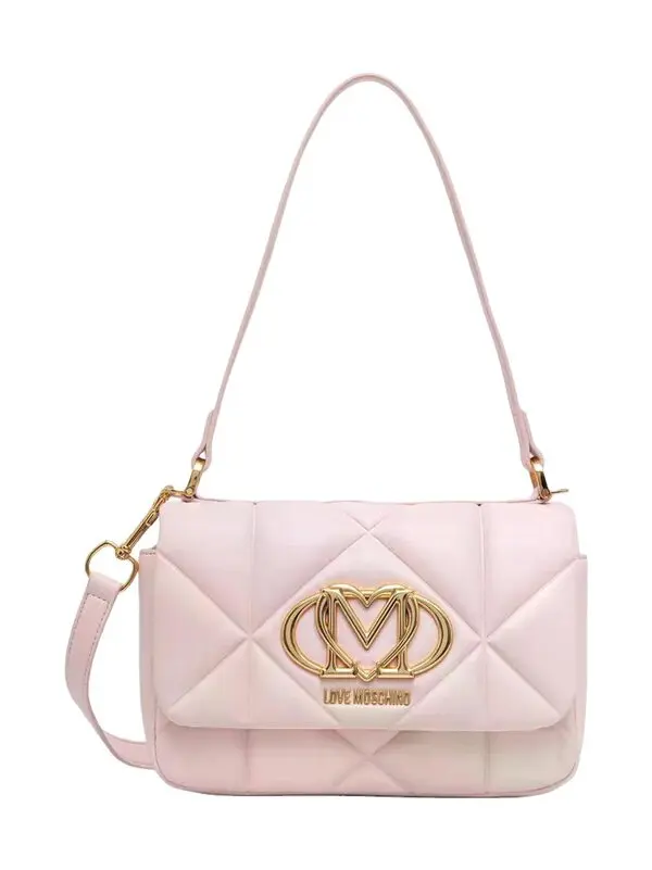 Moschino Quilted Logo-plaque Shoulder Bag - Pink