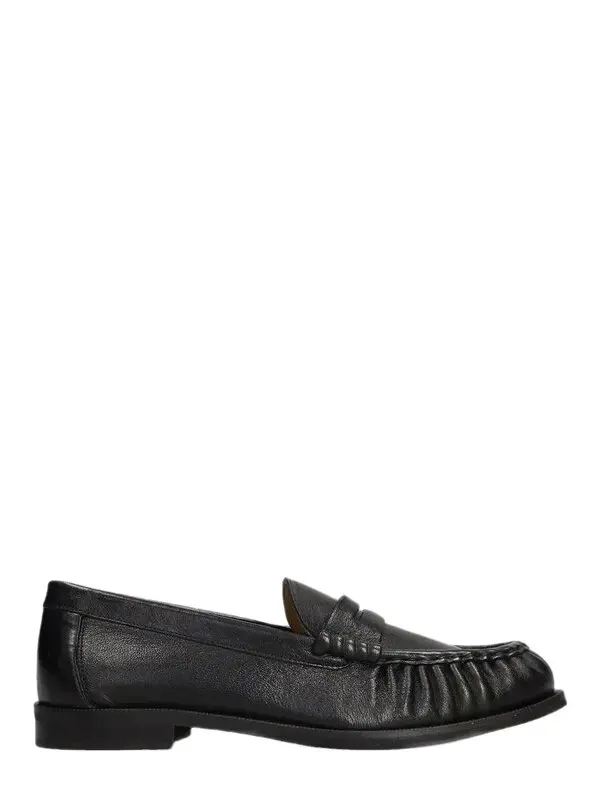 JULIE DEE Ruched Penny Loafers - Black