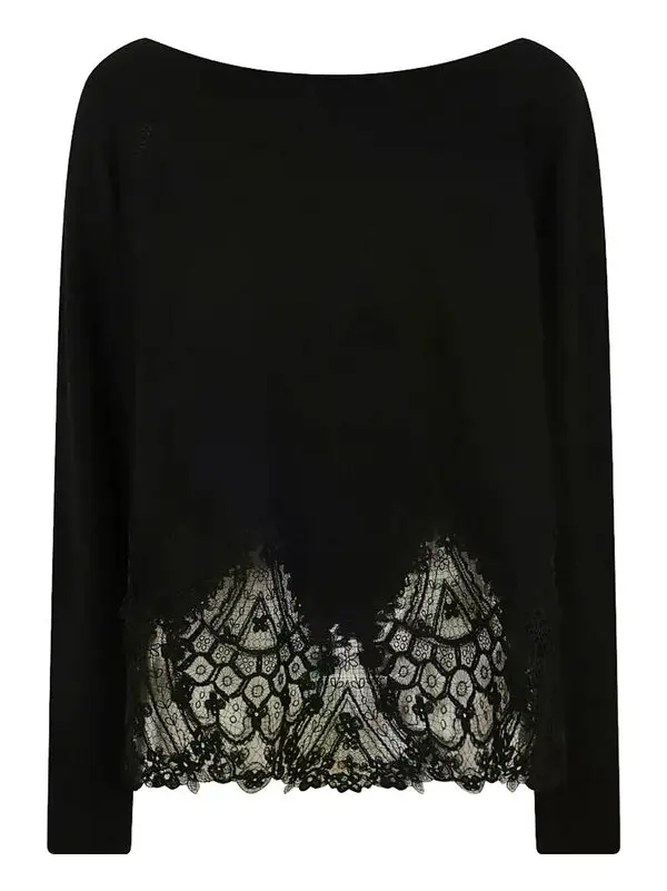 Ermanno Scervino Lace-trim Cashmere Sweater - Black