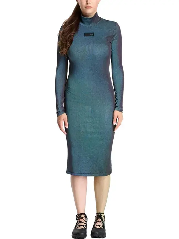 EA7 Technical Jersey Slim-fit Midi Dress - Blue