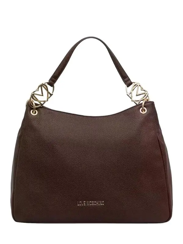 Moschino Logo-plaque Pebbled-texture Tote Bag - Brown