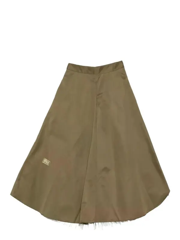 SONG FOR THE MUTE A-line Midi Skirt With Frayed Edge - Brown