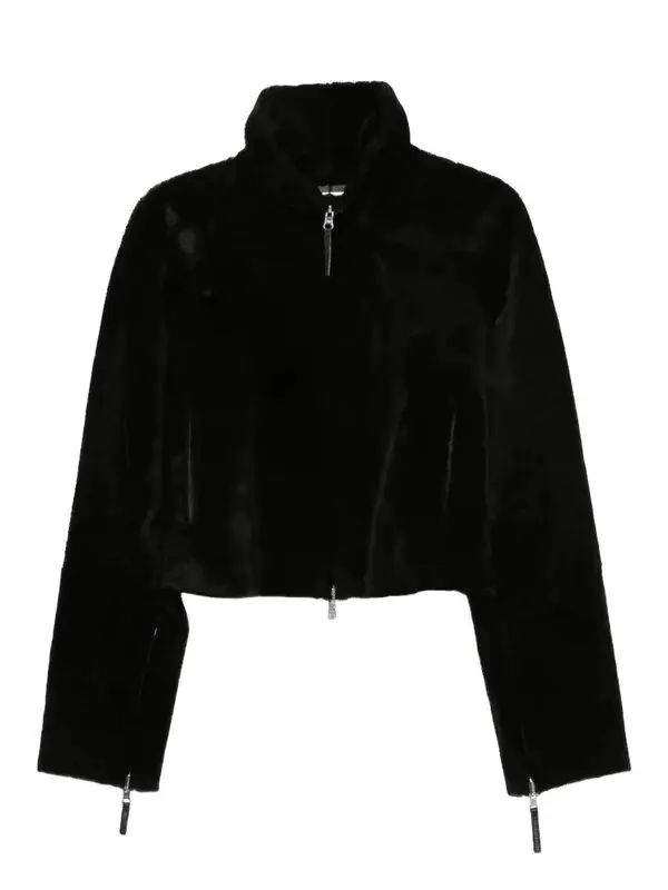 UTZON Cropped Zip-up Reversible Jacket - Black