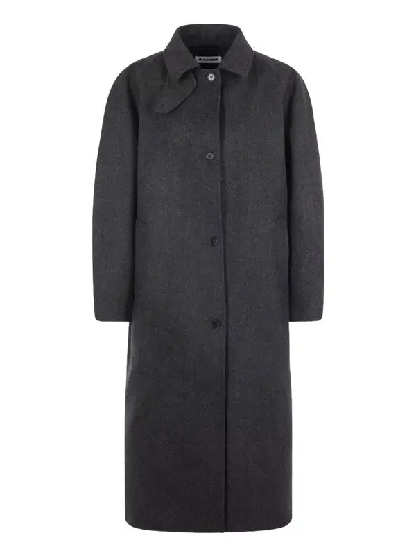 JIL SANDER Button-fastening Wool Coat - Grey