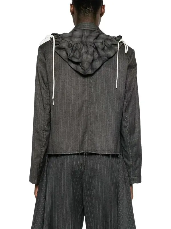 SONG FOR THE MUTE Pinstripe Hooded Jacket - Grey