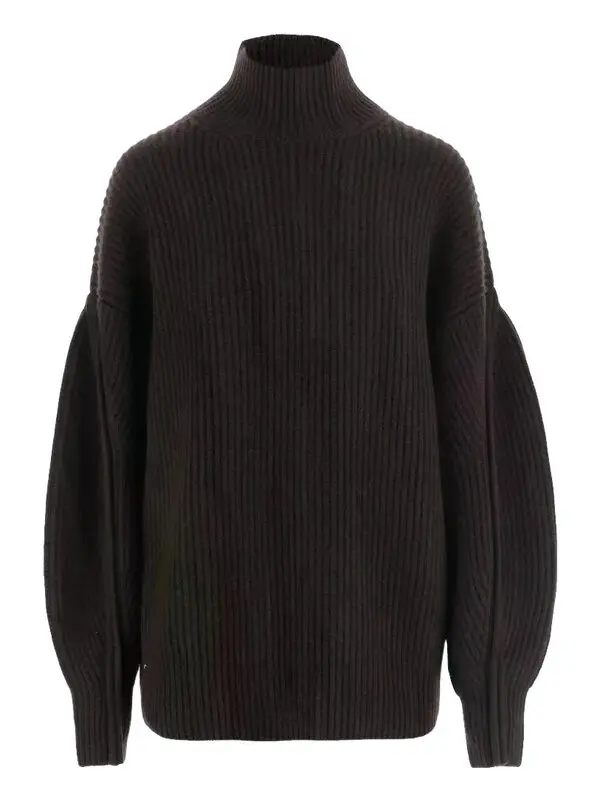 Carven Ribbed Knit High-neck Sweater - Brown