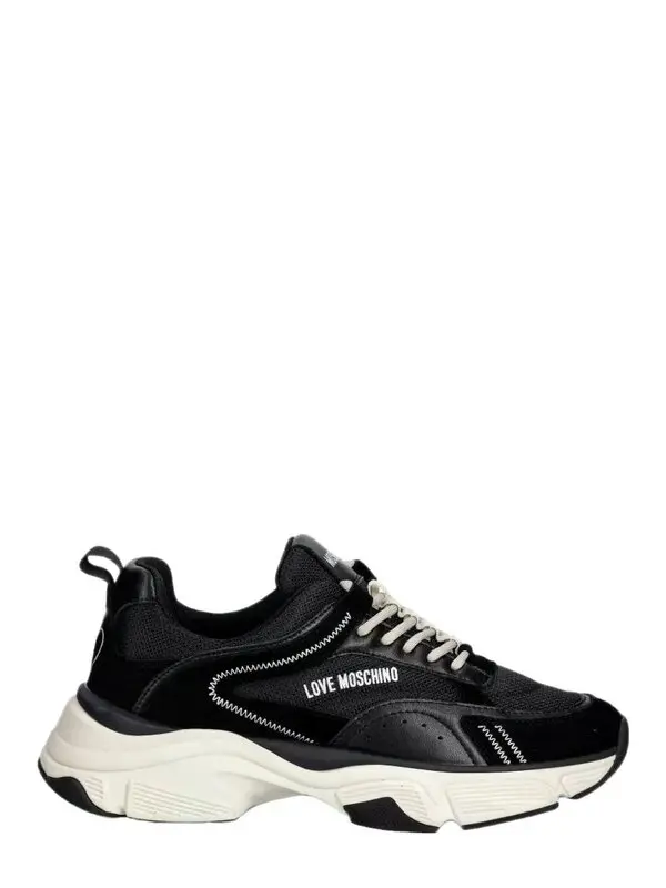 Moschino Logo Print Panelled Sneakers - Black