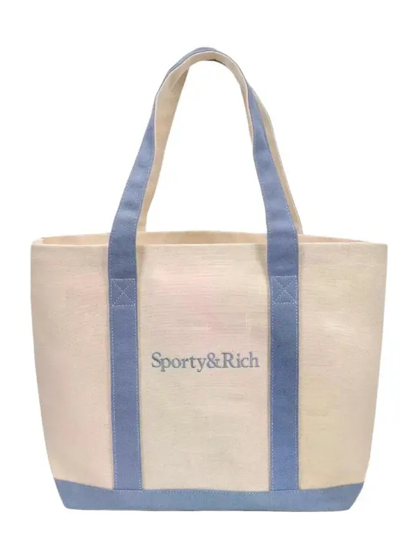 SPORTY & RICH Serif Logo Canvas Tote Bag - Neutrals