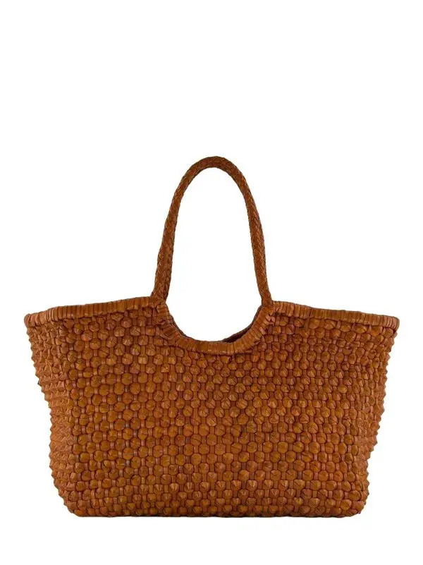 Dragon Diffusion Nantucket Cactus Woven Leather Tote Bag - Brown