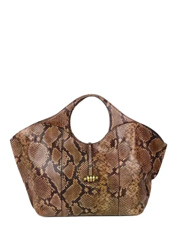 GIANNI CHIARINI Snake-effect Leather Tote Bag - Brown