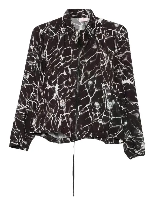 DEHA Abstract Print Zip-up Jacket - Black
