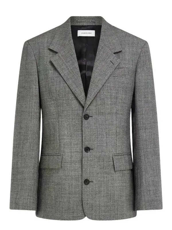 FERRAGAMO Single Breasted Blazer - Grey