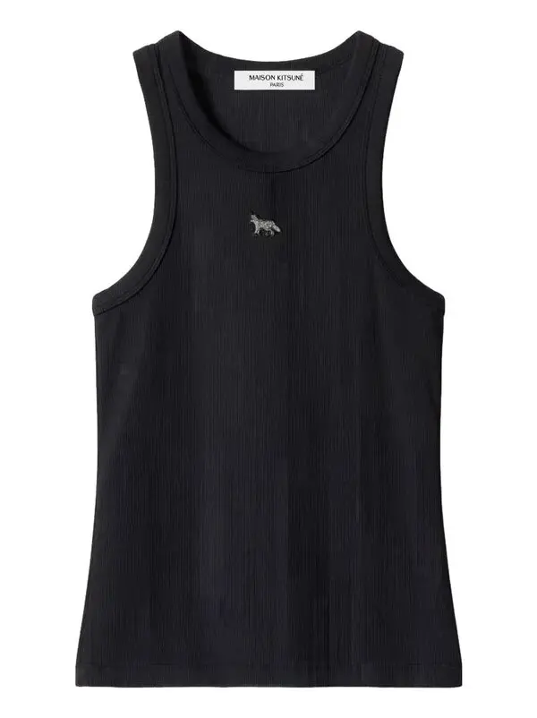 Maison Kitsuné Baby Fox Ribbed Tank Top - Black