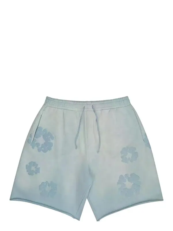 DENIM TEARS Faded Cotton Wreath Track Shorts - Blue