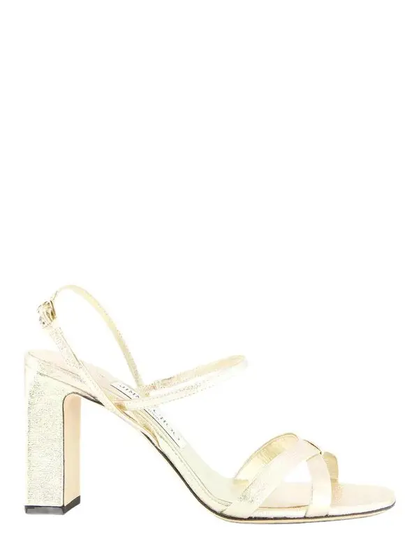 JIMMY CHOO Elsy Block-heel 85 Brilliance-fabric Sandals - Gold