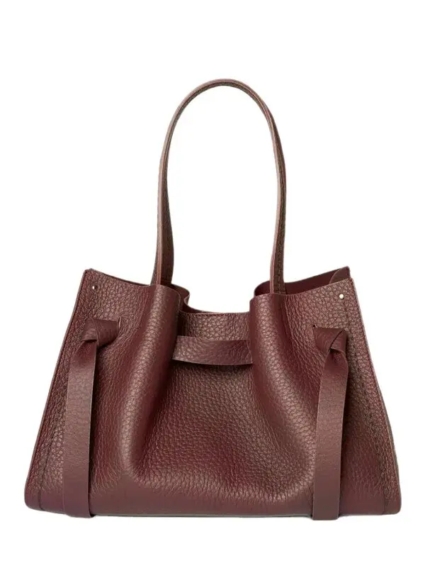 VISONA` Visona Vittoria Grained Leather Knotted Tote Bag - Red