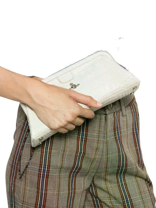 VIVIENNE WESTWOOD Orb Croc-effect Clutch Bag - Neutrals