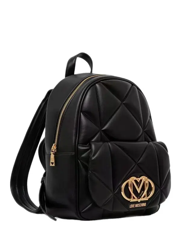 Moschino Quilted Logo-plaque Backpack - Black