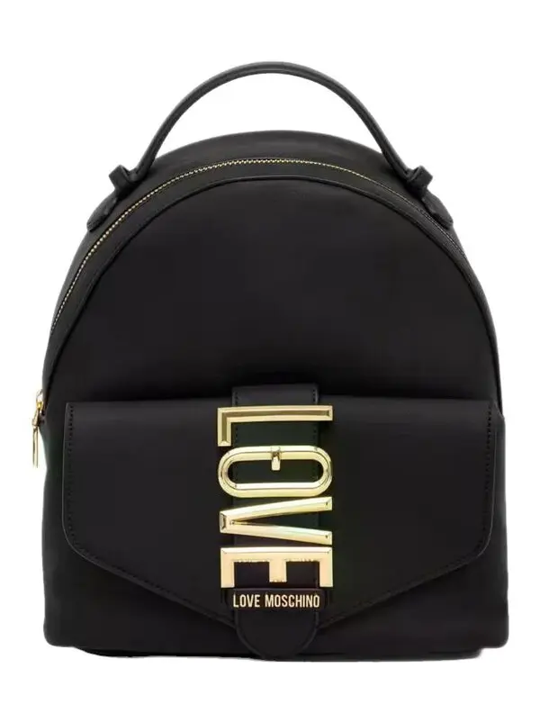 Moschino Logo-plaque Buckle Backpack - Black