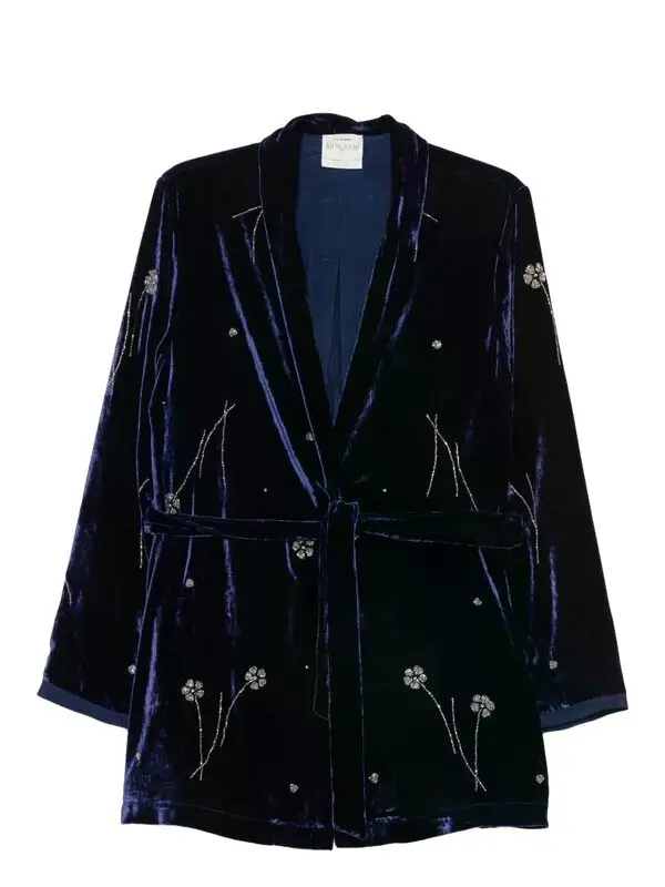 FORTE_FORTE Fleurs D'orient Crystal-embellished Kimono - Blue