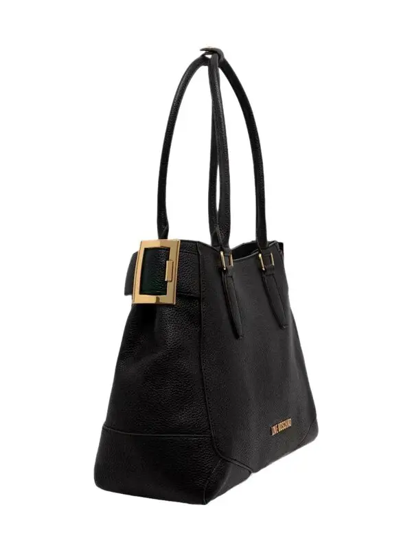 Moschino Buckle-detail Pebbled-effect Tote Bag - Black