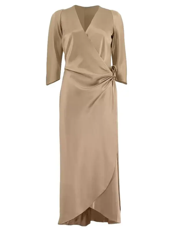 PETER COHEN Sleeve Sign Wrap Dress - Neutrals