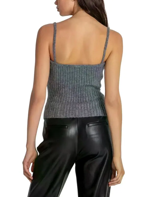 FRACOMINA Floral Appliqué Cable Knit Tank Top - Grey