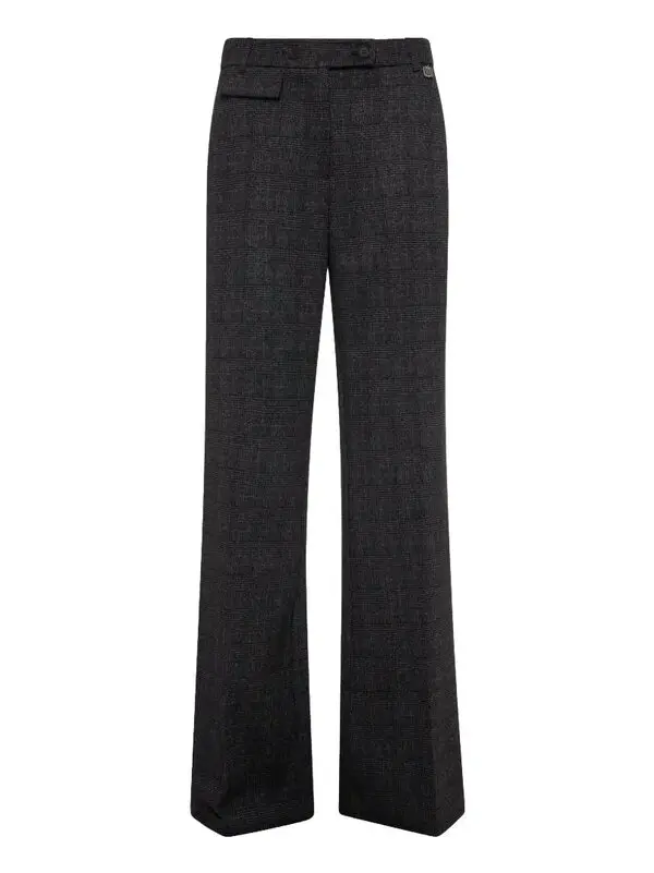 FRACOMINA Price Of Wales Wide-leg Tailored Trousers - Grey