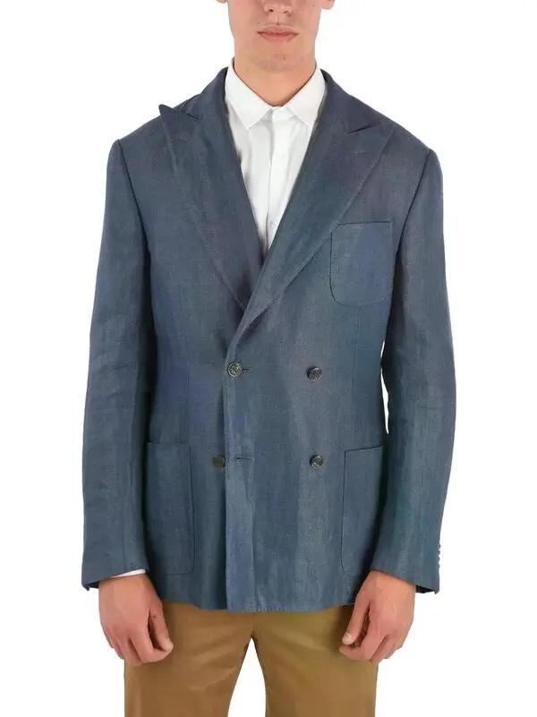 Corneliani Double-breasted Peak-lapel Blazer - Blue