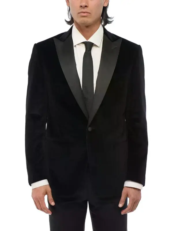 Corneliani Velvet Peak-lapel Blazer - Black