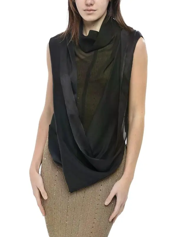 DI STAVNITSER Asymmetric Sleeveless High Neck Top - Black