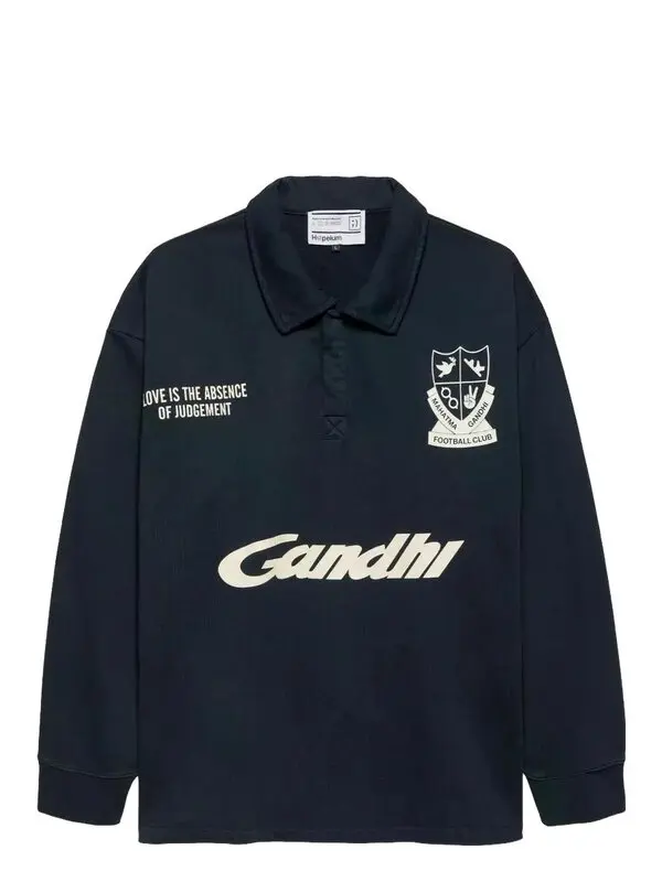 HOPEIUM Logo-print Long-sleeve Polo Shirt - Blue