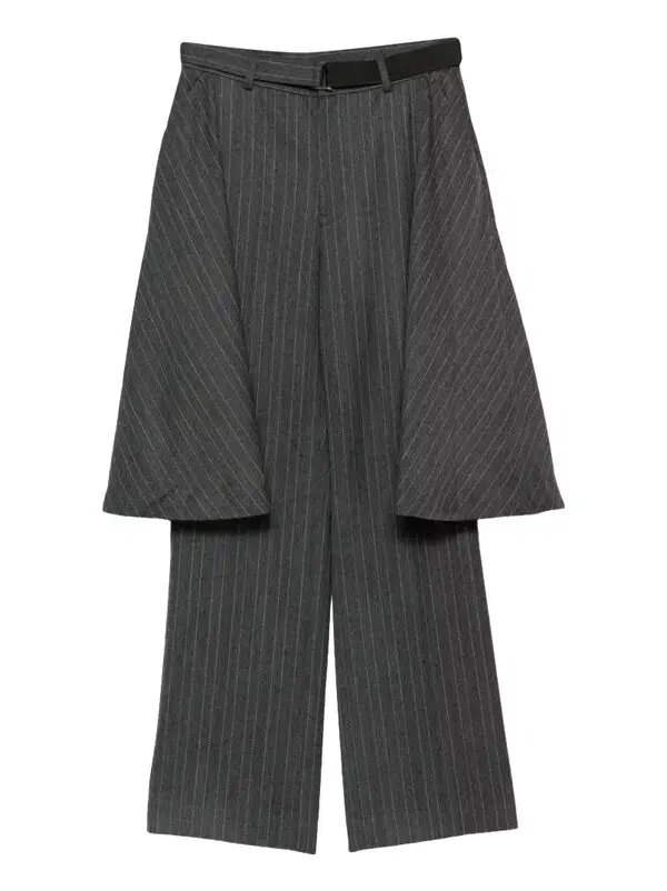 Sacai Pinstripe-pattern Peplum-detail Trousers - Grey