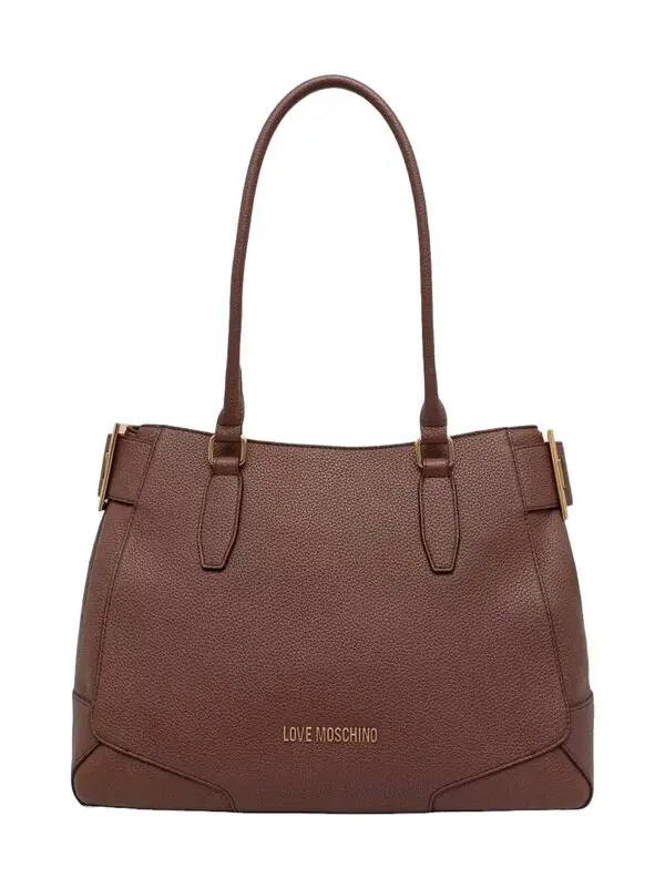 Moschino Buckle-detail Logo-lettering Tote Bag - Brown