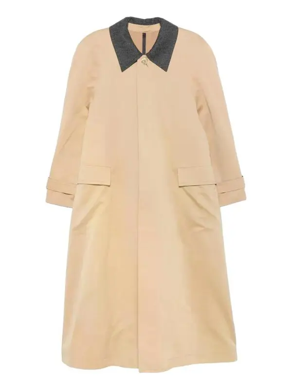 Carven Contrasting Collar Storm Flap Coat - Neutrals
