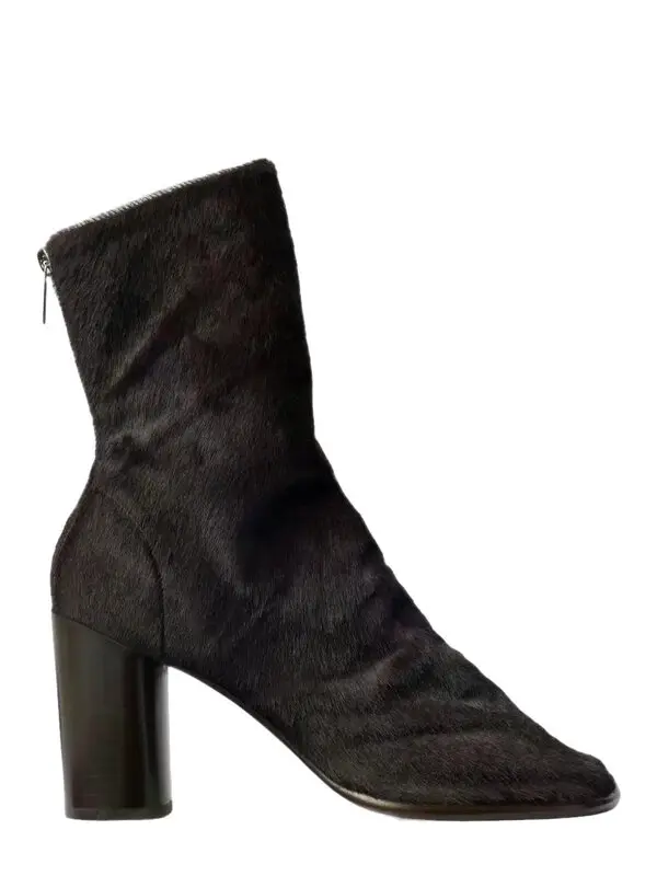 LEMAIRE 80mm Glove Heeled Ankle Boots In Pony-style Leather - Brown