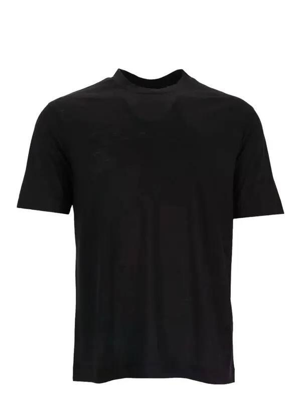 Emporio Armani T-shirt In Wool Slub Jersey - Black