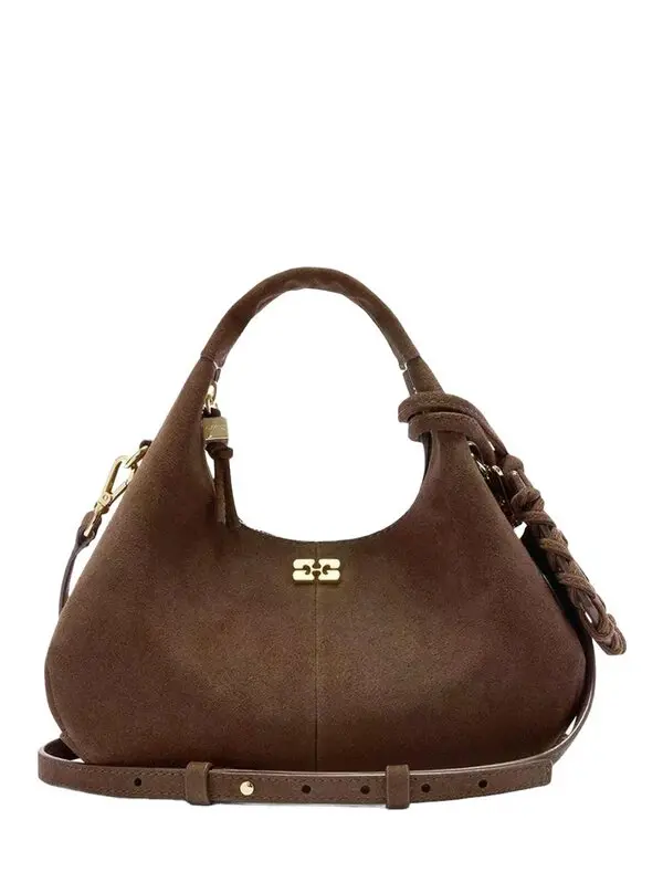 GANNI Suede Mini Tote Bag - Brown