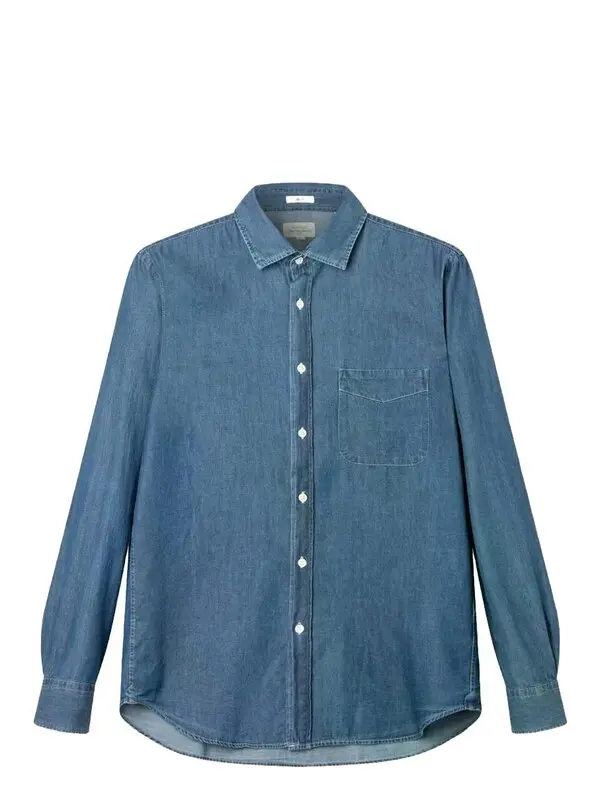 Hartford Denim-patch Pocket Shirt - Blue