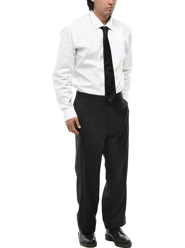 Corneliani Scalloped-hem Virgin Wool Trousers - Black