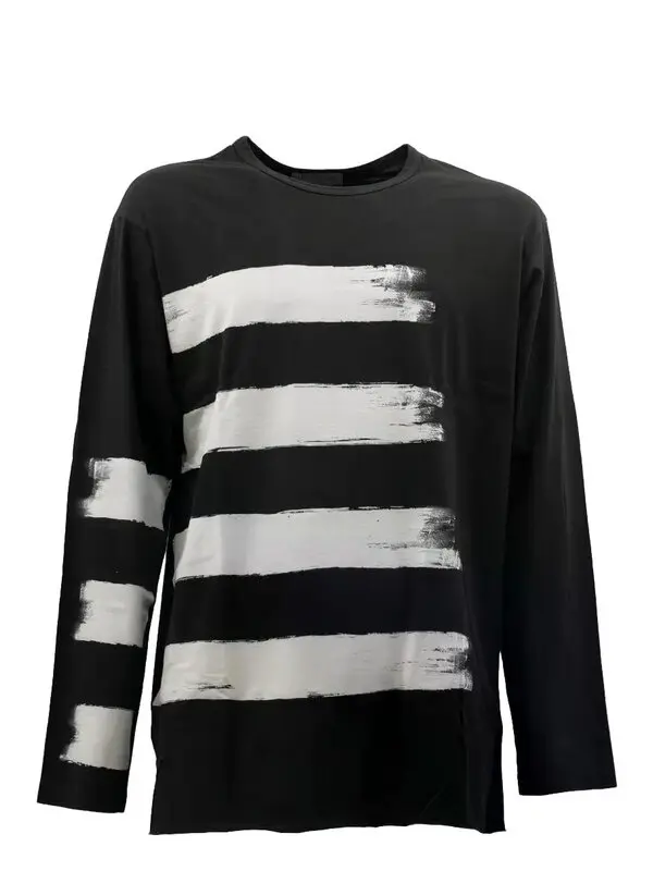 Yohji Yamamoto Stripe-print Long-sleeve T-shirt - Black
