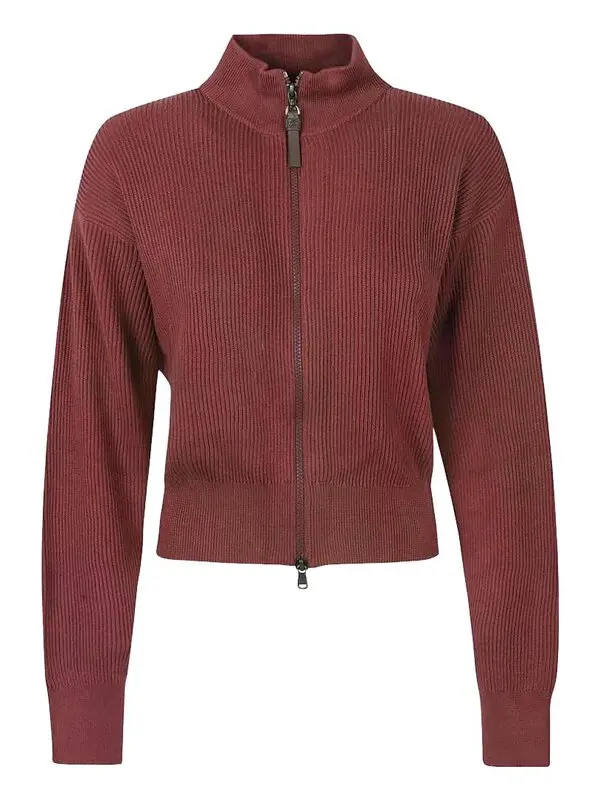 Brunello Cucinelli Ribbed-knit Cardigan - Red